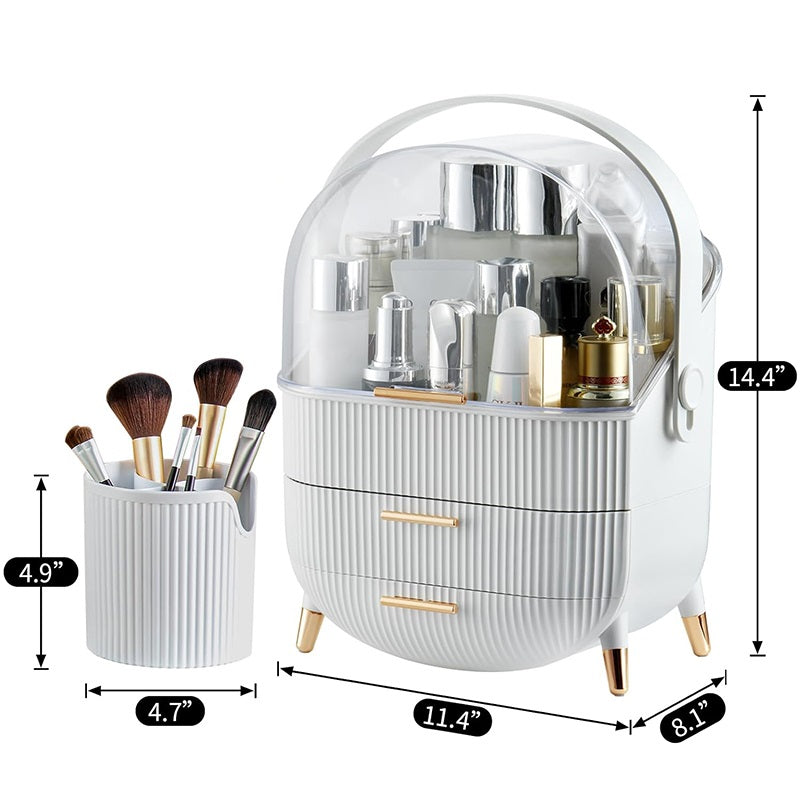 RAP Beauty Makeup Organizer & Dustproof Storage Box for Women | White